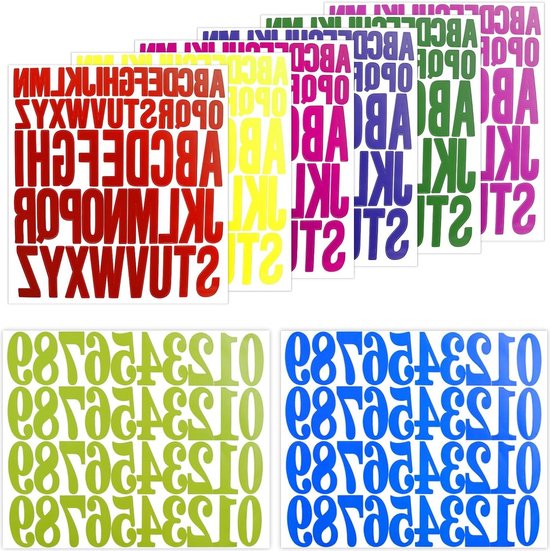 VD WEIDE ENTERPRISE - Gekleurde Letters Cijferstickers - 8 Vellen ...