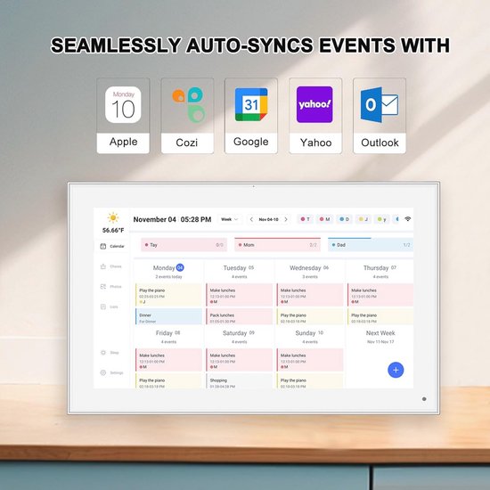 Digitale Muurkalender 15,6 Inch Met Touchscreen - Synchroniseer Alle ...