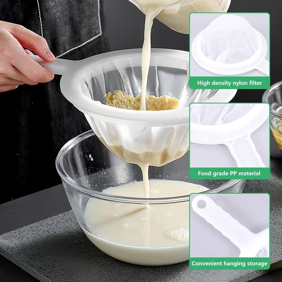 Fijne zeef met handvat - extra fijn - 2 stuks - kunststof | bol