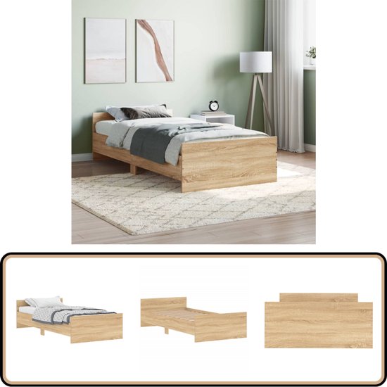 vidaXL Bedframe - Sonoma Eiken - 100x200 cm Bed Frame - Houten Bed ...
