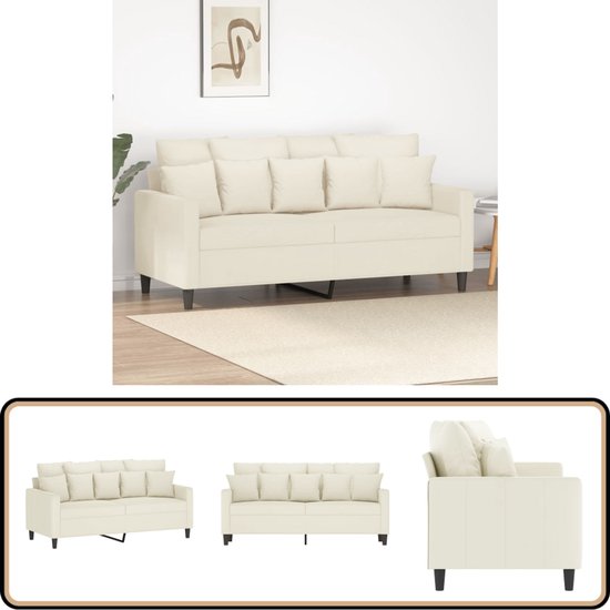 vidaXL Tweezitsbank - 140 cm - Fluweel - Crème Tweezitsbank - Velours ...