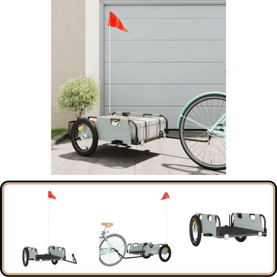 vidaXL Fietstrailer - Oxford Stof - Grijs - 45 kg Fietskar - Fiets ...