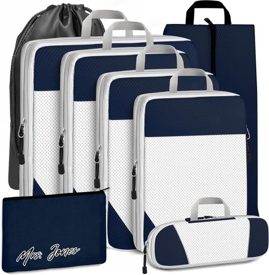 Mrs. Jones Compression Kofferorganizer set van 8 reisorganizers packing ...