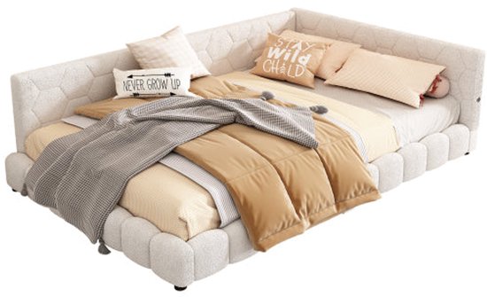 Merax Gestoffeerd Bed 140x200 cm - LED Verlichting met ...