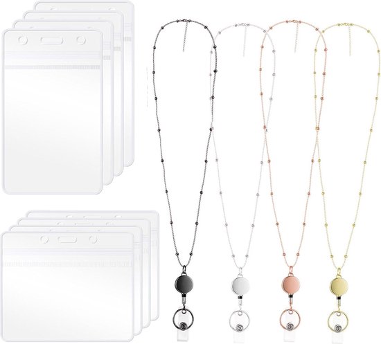 Intrekbare badge lanyard ketting - modieuze kralen lanyard met ID ...