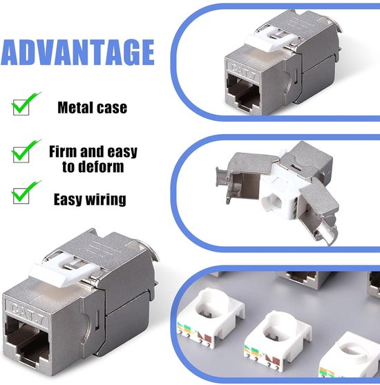 RJ45 CAT7 Keystone-module Jack - 8 stuks - 10 Gbps - Gereedschapsloos ...