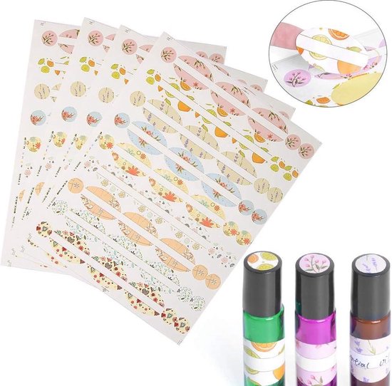 4 Sheets Oval Round Stickers for Essential Oil Perfume Bottle Label ...