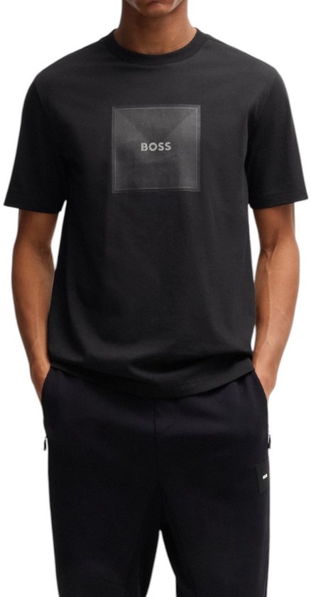 Boss Heren T-shirt Zwart 50538096/001 Tee Logo Rib 10270342 01 | bol