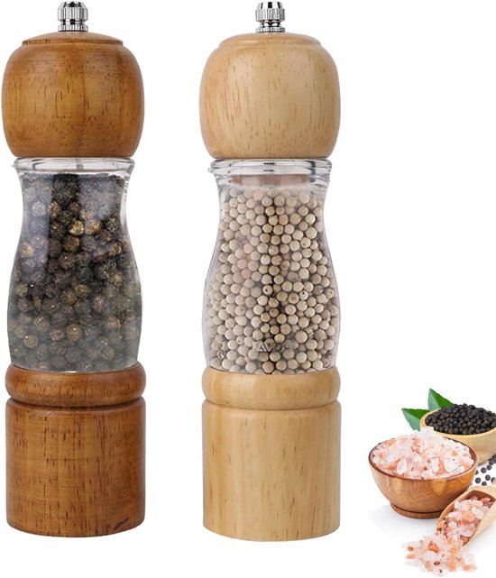 Salt and Pepper Mill Wood Adjustable with Ceramic Spice Mill Classic 20 ...