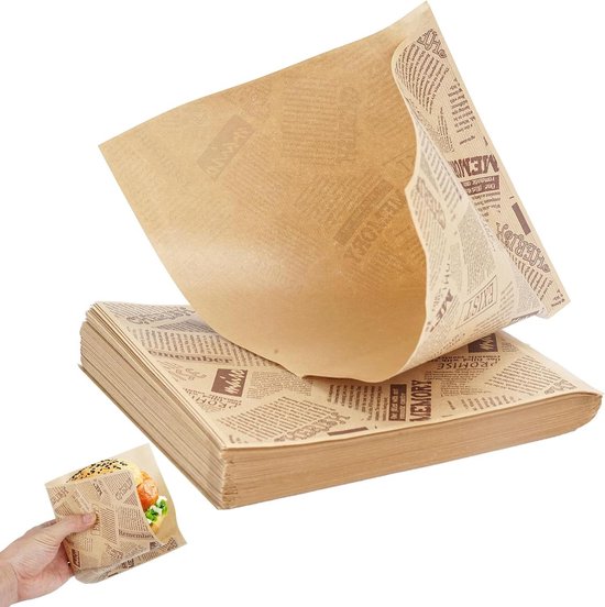 100 Burger Bags 15 x 15 cm - Paper Snack Bags for Sandwiches, Fries ...