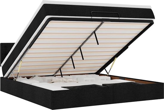 vidaXL - Bed - poef - met - matras - en - LED's - 180x200 - cm - stof ...