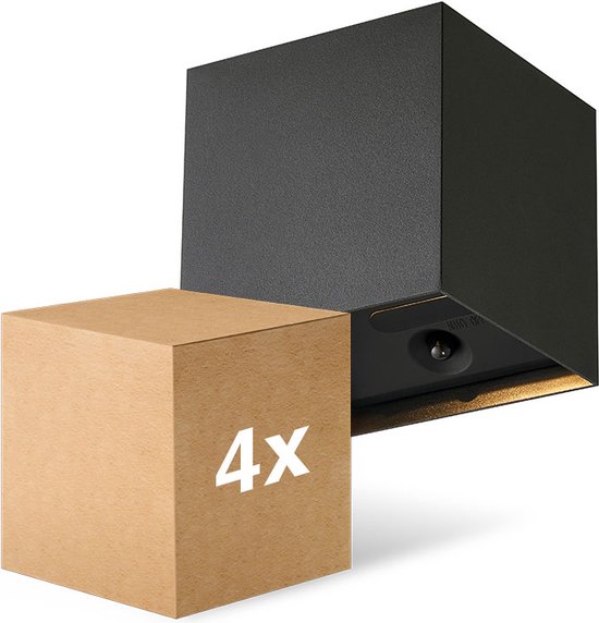 Voordeelpak 4x D'Lite LED Wandlamp Elingen Aluminium Zwart 2.9W 170lm ...