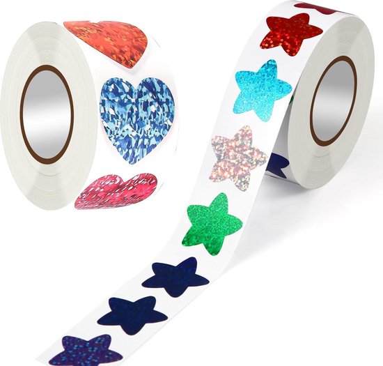 Folie Ster Stickers - Set van 500 - Zelfklevend - Glitter - Hartvormig ...