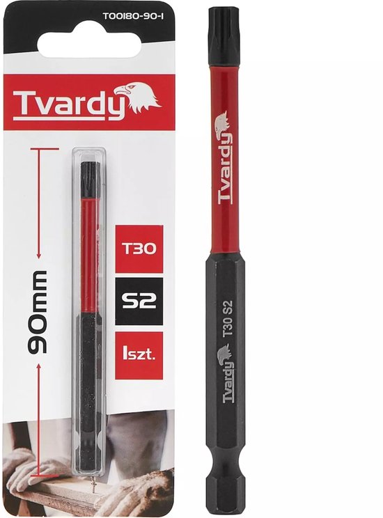 Tvardy Impact bit T30 - 90mm - S2 staal - Magnetische tip - Voor Torx ...