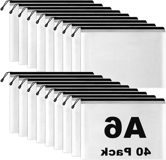 40 Zip Document Compartments A6 Waterproof Folder Bag Plastic Zipper ...