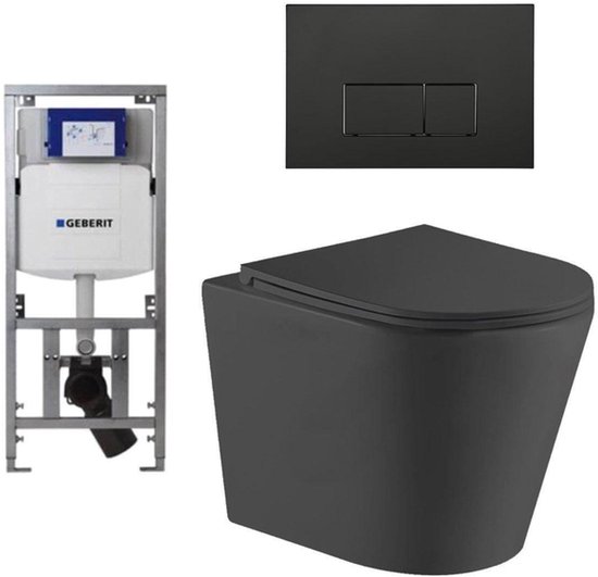 QeramiQ Dely Toiletset - 36.3x51.7cm - diepspoel - rimless - Geberit ...