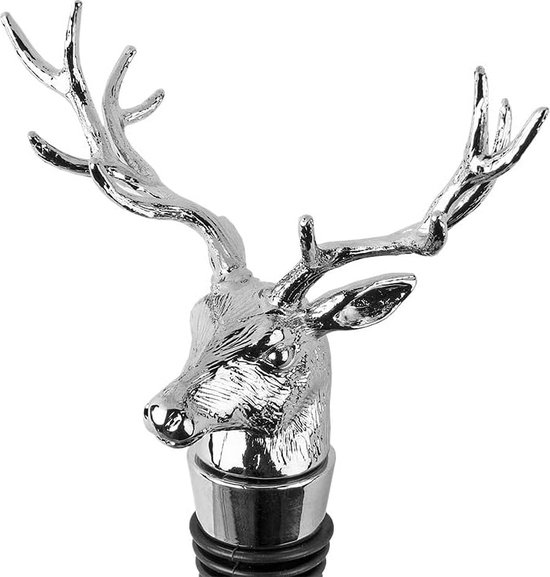 Design flessendop - hert - 1 stuk - kurk - zilver | bol