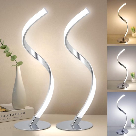 LED Spiraal Tafellamp - Dimbaar & Modern - 2 Stuks | bol