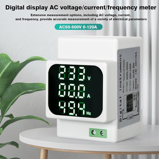 Digital AC Voltmeter-Ampèremeter-Frequentiemeter - DIN-rail - AC50-500 ...
