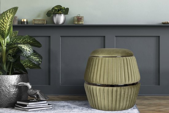 Floraya - Design Poef/kruk/hocker Doric - Groen/ Grafiet - 51,5x51,5x53 ...