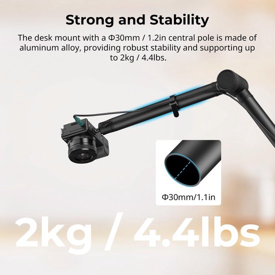 SMALLRIG Overhead 3-Section Desktop Camera Bracket, Demping Boom Arm ...