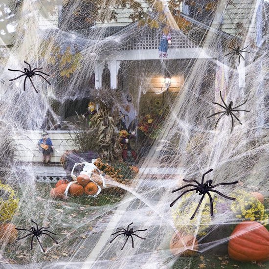 Equivera Spinnenweb Halloween Decoratie - 600 m2 - Inclusief 30 Spinnen ...