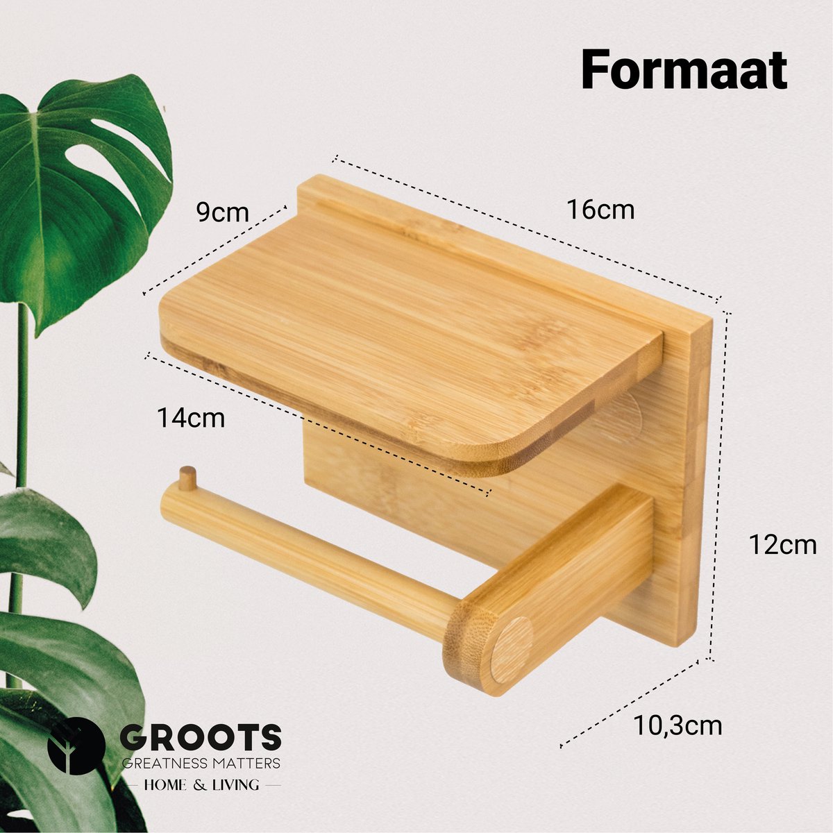 Groots Bamboe Toiletrolhouder met Plankje - Stijlvolle WC-Rolhouder ...