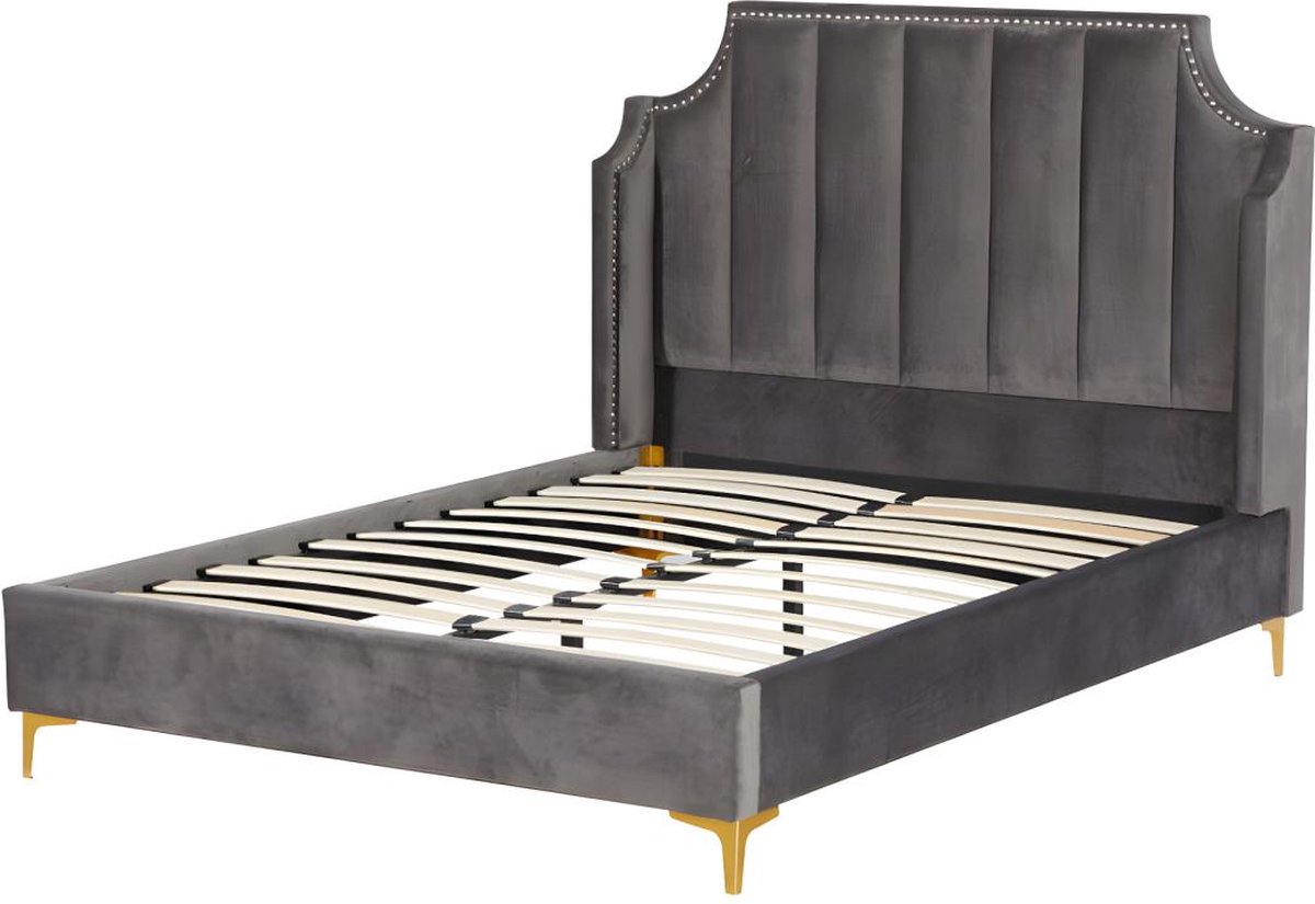 Bed hoofdbord met zijkanten en vertikale naden - 160x200 cm - Antraciet ...