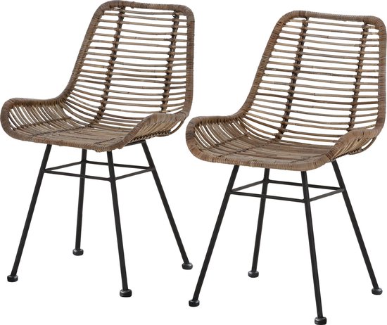 Jucita Chair 2pack Rattan kubu Grey | bol