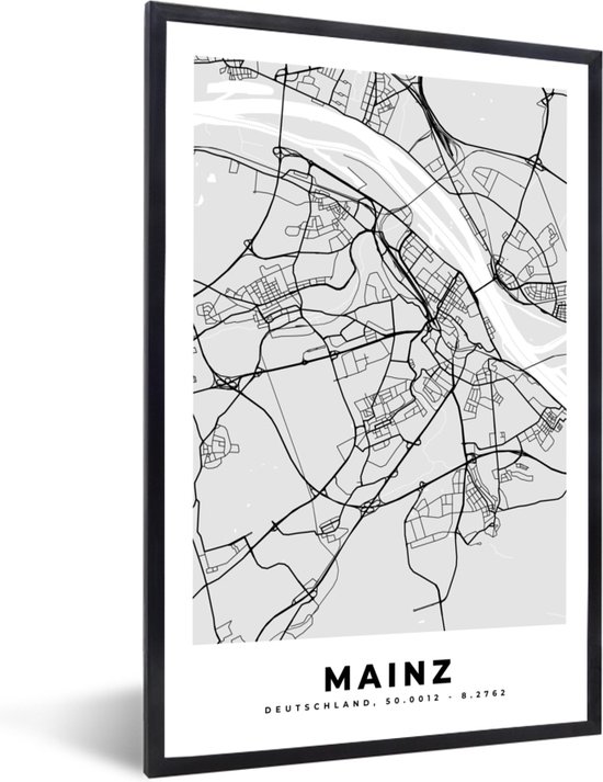 Fotolijst incl. Poster - Stadskaart - Duitsland - Mainz - Plattegrond ...