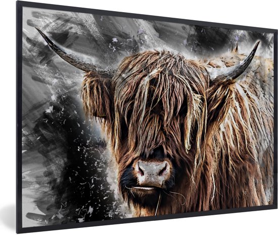 Cadre photo avec affiche - Highlander écossais - Peinture - Vache ...