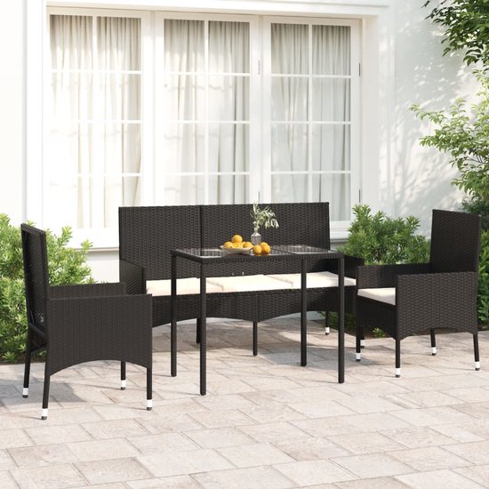 The Living Store Loungeset - Poly Rattan - Zwart - 90 x 50 x 67 cm ...