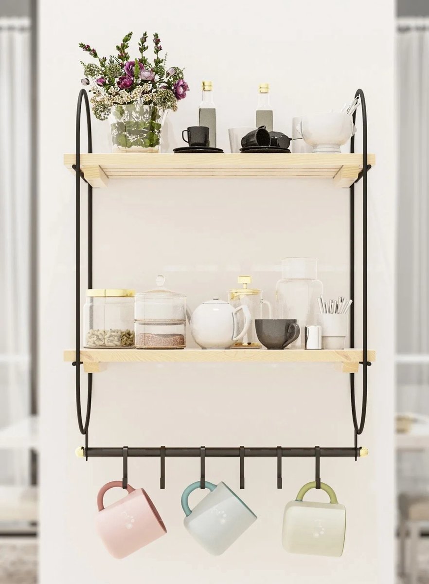 Keukenplank - Kopjesrek - Koffiekopje Mokhanger - Keukenorganizer - 6 ...