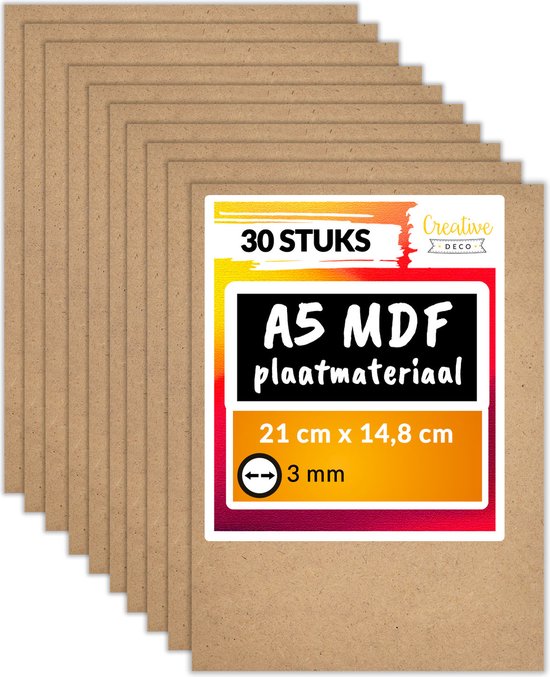 Creative Deco 30 x A5 MDF - Plaat | 148 x 210 x 3 mm | Perfect voor ...