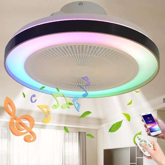 LED RGB-plafondlamp met ventilator Stille plafondventilator met ...