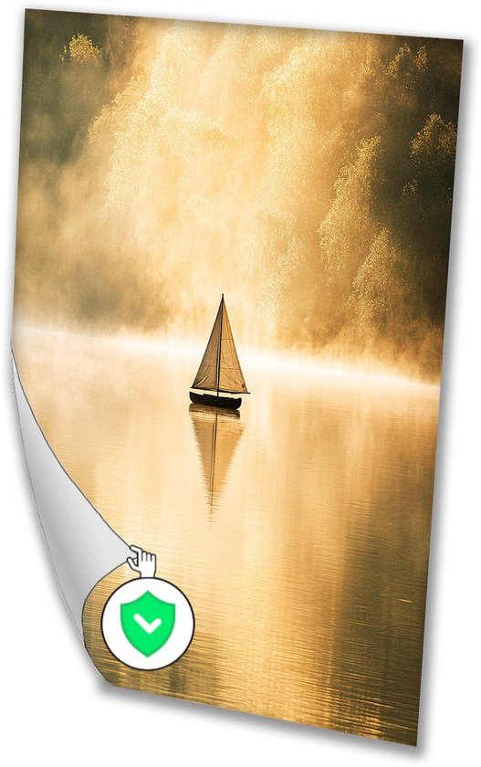 Zeilboot bij zonsopgang op water - Zeilboot posters - Poster vaartuig ...