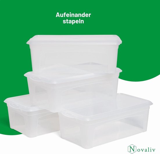 6x opbergdozen met deksel 5L transparante dozen stapelbaar nestbaar ...