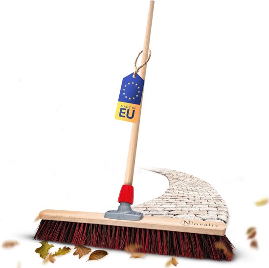 Bezem 60 cm I Bezem met houten steel I Arenga-Elaston handbezem ...