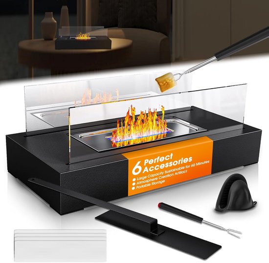 Tafelhaard voor binnen en buiten | verwarmend tafelvuur met accessoires ...