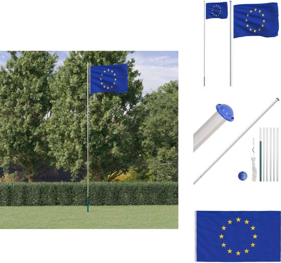 vidaXL Europese Vlag - Europese Vlaggen - Vlag Europa - Vlag - Vlag met vlaggenmast... | bol