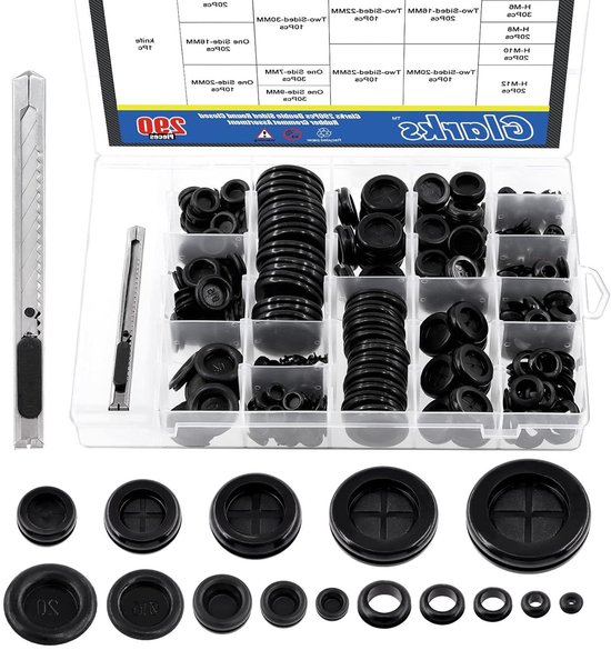 Rubber Grommets Set - 291 stuks, inclusief Firewall Gat Plugs en Holle ...