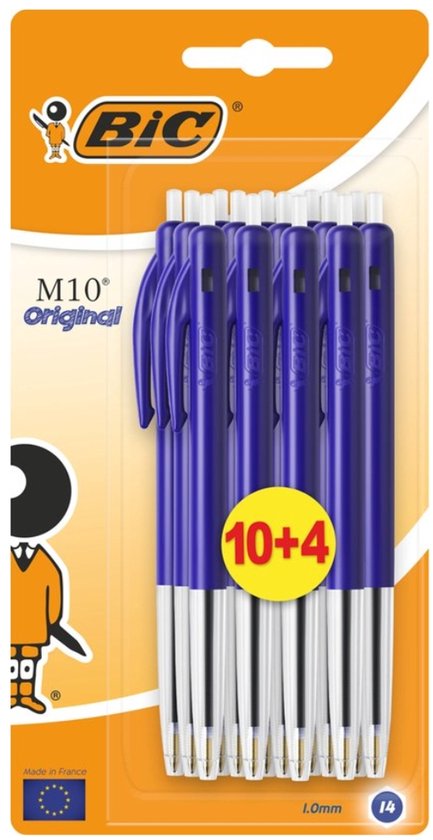 BIC - M10 Original - Balpennen met Kliksysteem - Blauw - 1 mm Punt - 14 ...