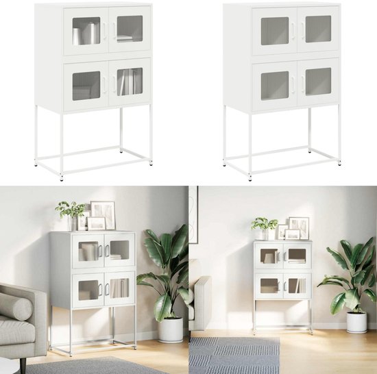 vidaXL Hoge kast 68x39x107 cm staal wit - Hoge Kast - Hoge Kasten ...