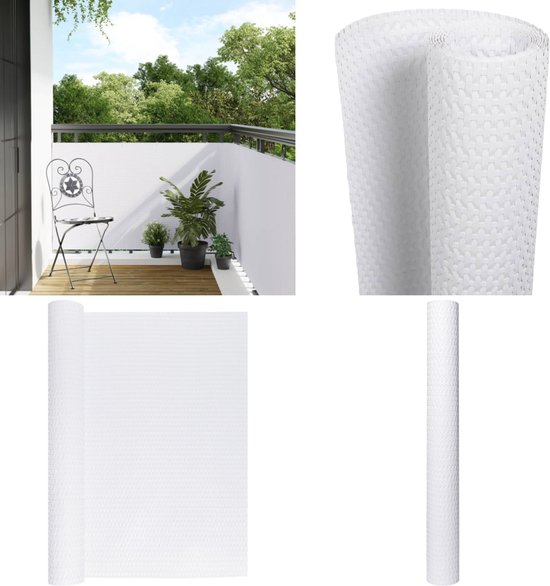 vidaXL Balkonscherm 1000x100 cm poly rattan wit - Balkonscherm ...