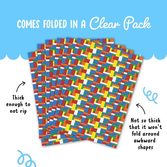 Colourful Wrapping Paper - 6 Sheets for Kids Birthday - Building Blocks ...