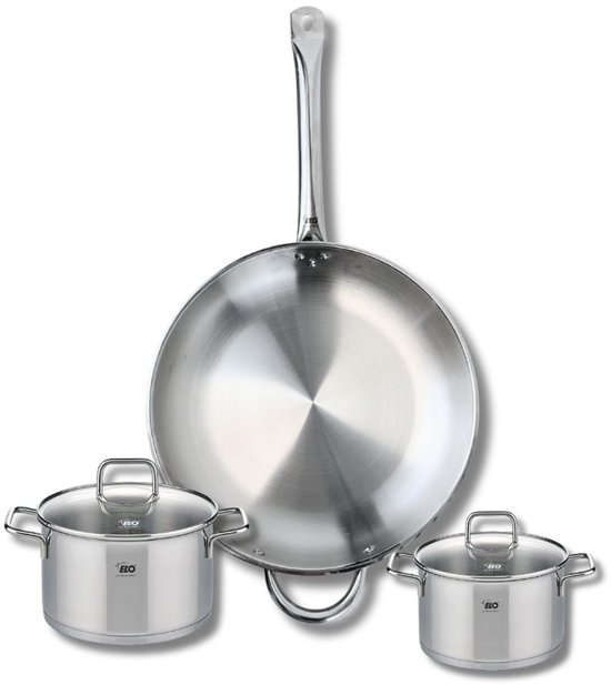 Set van 1 Elo Profi Citrin koekenpan van 32 cm en 2 braadpannen van 14 ...
