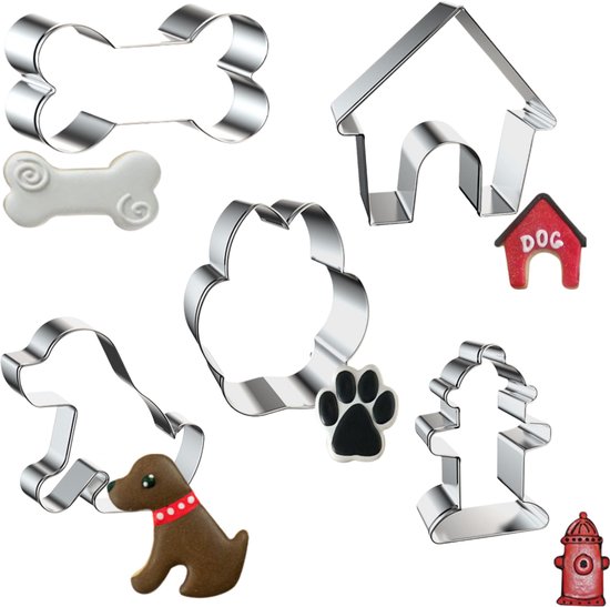 Uitsteekvormpjes Set met Honden Thema: Hond, Bot, Hondenhok ...