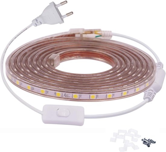 3 meter LED-strip Warm Wit met Schakelaar - 60 Leds/m, IP65 ...