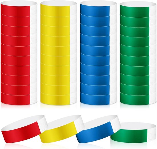 200 Pcs Waterproof Event Entry Bands with Tape Clasp in 4 Neon Colours ...