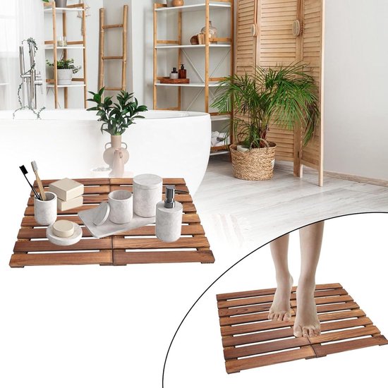 Opvouwbare Houten Douchemat - Antislip Badmat van Bamboe | bol